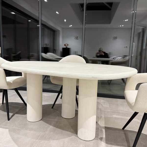 Pebble Solid Concrete Stone Organic Irregular Shape Dining Table - Etsy UK