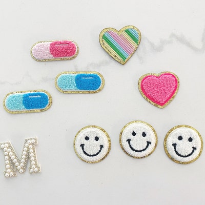 Sticker Colorful Chenille Embroidered Hearts or Stars or Rainbow Patch ...