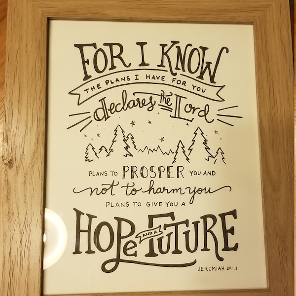 Jeremiah 29:11 // Color Options - Christian Art Print - Bible Verse ...