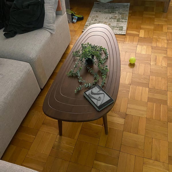 Wooden Oval Coffee Table Side Table, Rustic Mid Century Center Table ...