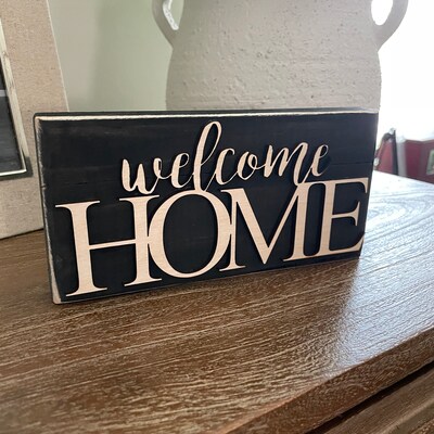 Welcome Home Sign Mini Block 3D Home Decor Wooden Sign Wood Signs ...