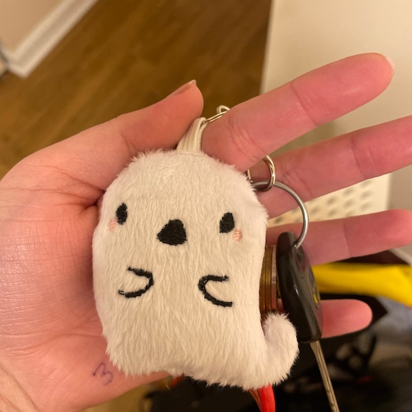 Ghost Squishy Keychain: Halloween Plush Bag Charm, Party Favor - Etsy