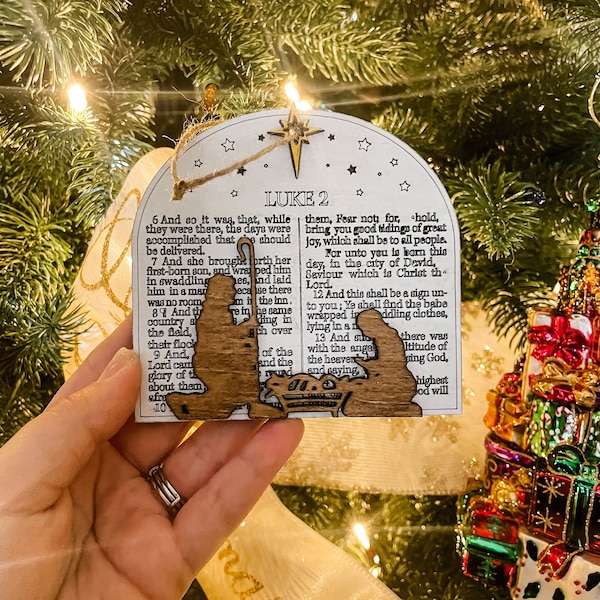 Stunning Luke 2 Bible Scripture Verses Nativity Christmas Ornament ...