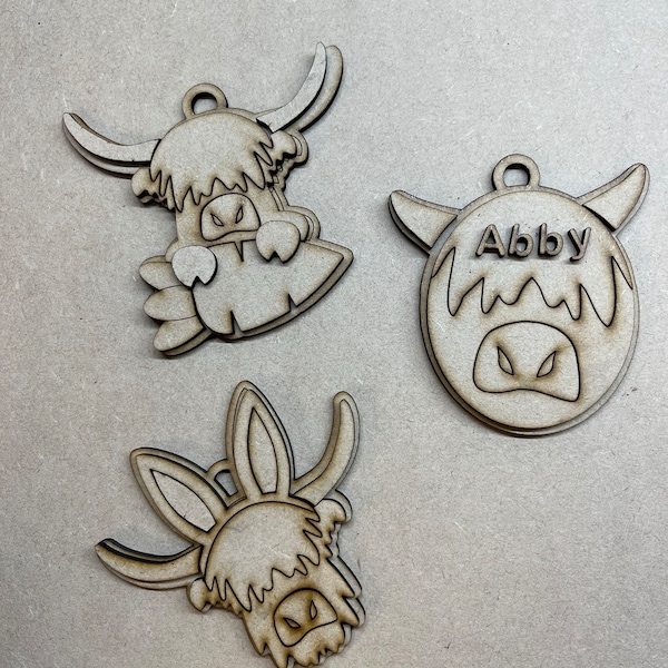 Highland Cow Easter Tags SVG Cut File, Highland Cow Keychain, Highland ...