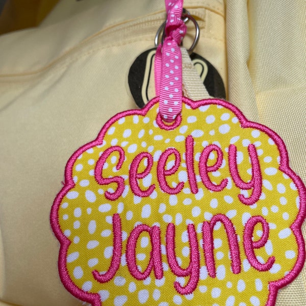 Embroidered Fabric Bag Tags, Personalized, Bookbag, Luggage - Etsy