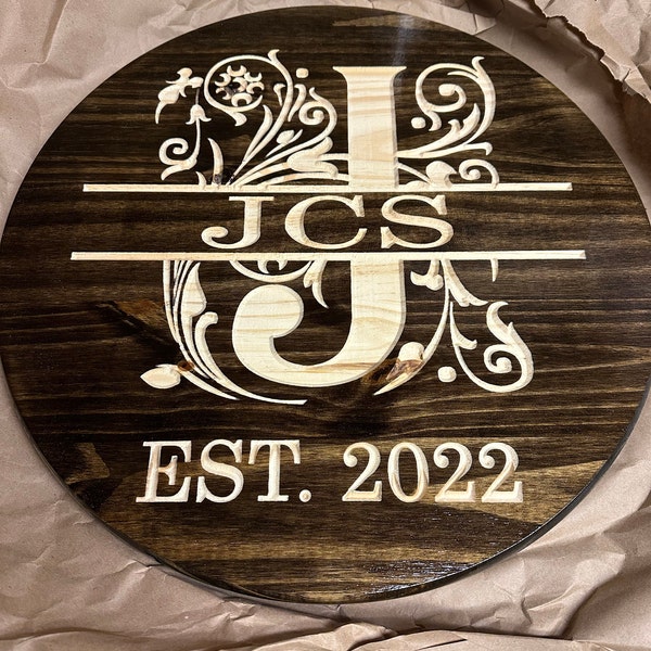 Wood Monogram Sign - Etsy
