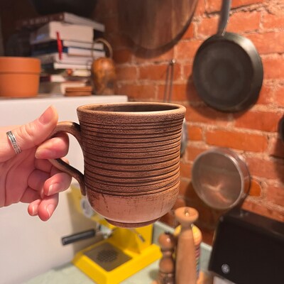 Rustic Pottery Coffee Mugs Large & Small, Glazed Clay Modern Rustic ...