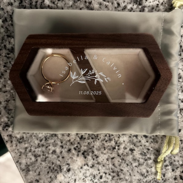 Personalized Wooden Ring Box With Acrylic Cover, Custom Engraved ...