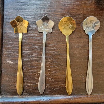 Rose and Sunflower Tea Spoon 2 Colors - Etsy