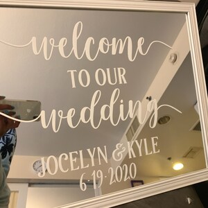 Welcome Wedding Decal Personalized Name and Date Simple Wedding Sign ...