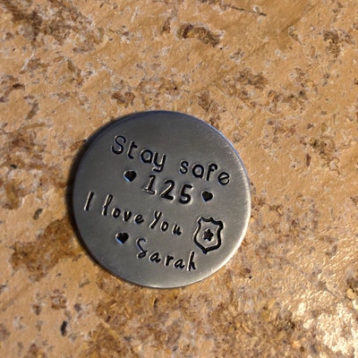 Hand Stamped Police Coin, Be Safe Coin, Wallet Insert, Police Token ...