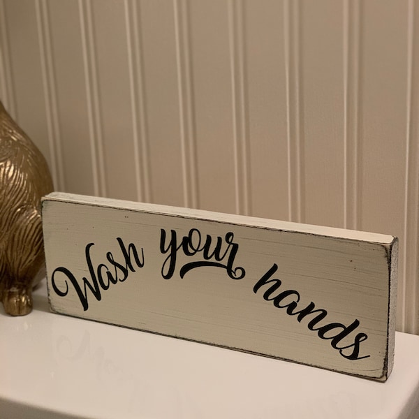 Wash Your Hands Sign Rustic Bathroom Signs. Rustic Bathroom Decor ...