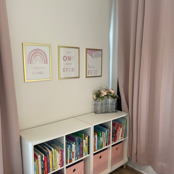 Rainbow Reading Corner Sign, Boho Reading Corner Set, Neutral Wall Art ...