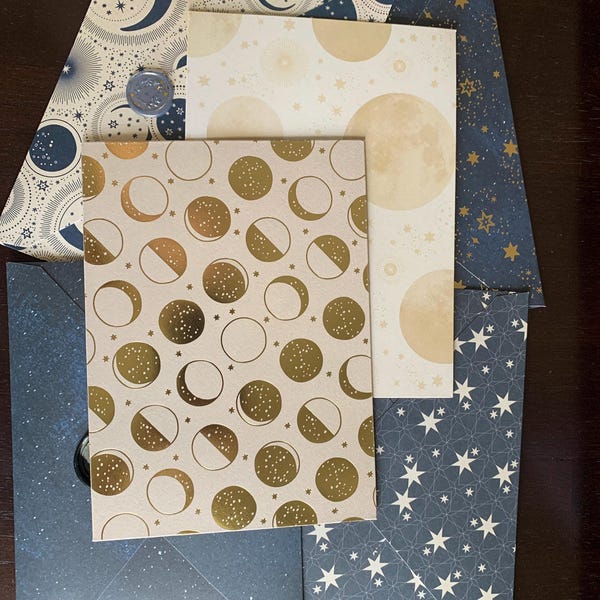 Handmade Starry Envelopes: Gold Celestial Cardstock, Self Adhesive, Set ...