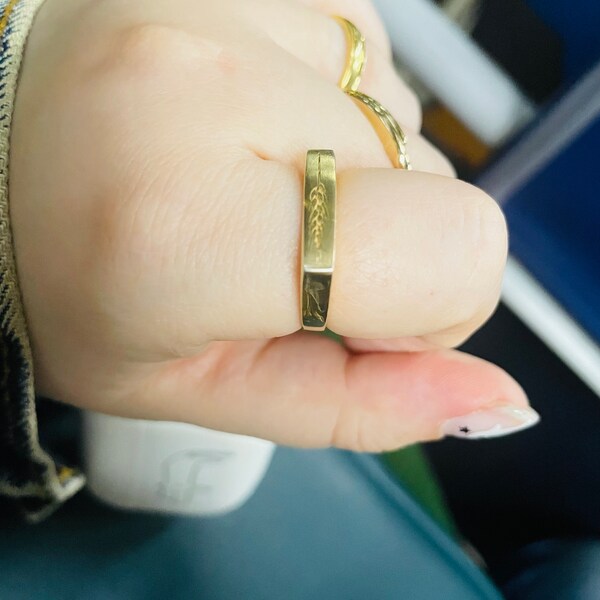 Wheat Signet Ring, Custom Signet, Wheat Ring, Flower Ring, Signet Ring ...