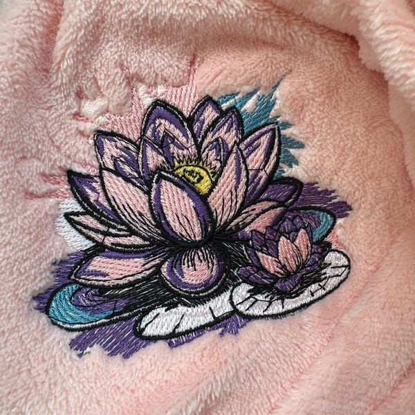 Lotus Flower Machine Embroidery Design: Floral Art (PES File) - Etsy