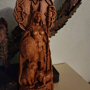 Frigga, God Viking, Wood Carved Frigg Statue, Friga, God Altar ...