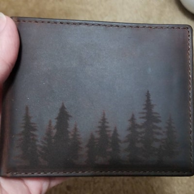 Mens Brown Leather Dog Hunting Wallet. RFID Blocking Genuine Leather ...
