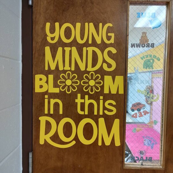 Young Minds Bloom in This Room Classroom Door Vinyl Wall Decal School ...