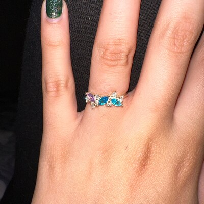 Custom Oval Cut Birthstone Ring 925 Sterling Silver Personalized Family ...