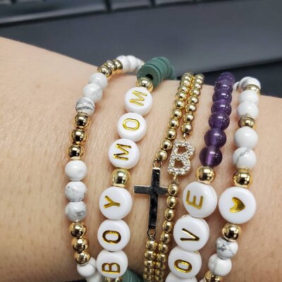 Personalized Word Bracelet Kids Name Bracelet Stacking Mama - Etsy