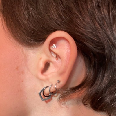 14k Solid Gold Daith Piercing,daith,internally Threaded Curved Barbell ...