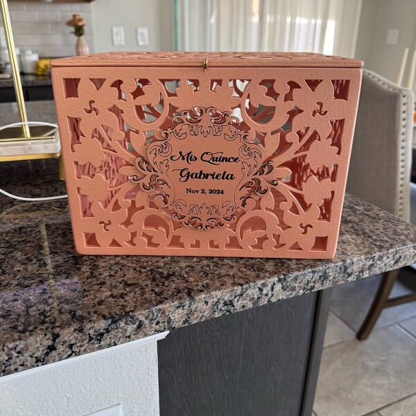 Wedding Card Box With Slot Lock Wedding Money Box Rustic Card Box ...