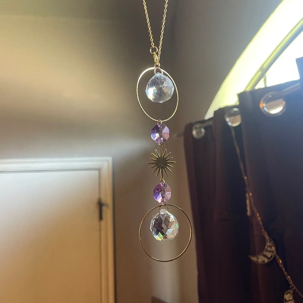 Bangle Sun Catcher Hanging Gold Crystal Prism Sun Window Hanger Spiral ...