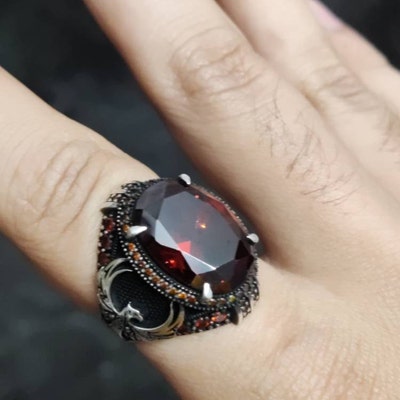 Mens Ruby Ring,ruby Silver Ring,eagle Figure Ring,red Stone Ring ...