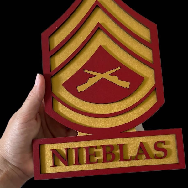 USMC Marine Corp Enlisted Rank Standing Name Plate - Military Promotion ...