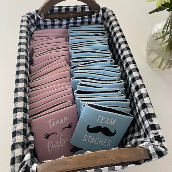 Team Lashes & Team Staches Gender Reveal Baby Shower Can Coolers - Etsy
