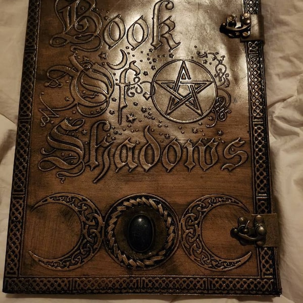 Book of Shadows, Leather Grimoire, Leather Journal, Magic Book, Celtic ...