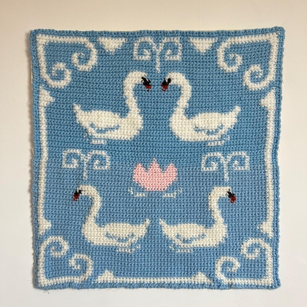 Swan Tapestry Crochet Wall Hanging Pattern: Dance of the Swans (PDF) - Etsy
