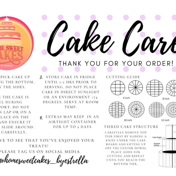 Cake Card Card (DIGITAL) With Cake Cutting Guide - Etsy