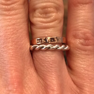 PERSONALIZED RING Stamped Name Ring Hand Stamped Gold, Fine Silver ...