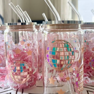 Disco Glass Cup, Groovy 70s Glass Can Cup, Disco Ball Beer Glass ...
