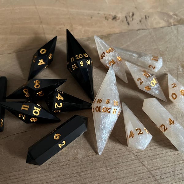 Ethereal Enigma Black Shards Crystal Dnd Dice Set - Unique Handmade ...