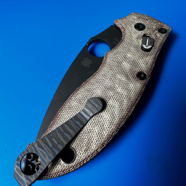PM3 Lotus Black Canvas Micarta Scales for Spyderco Paramilitary 3 ...