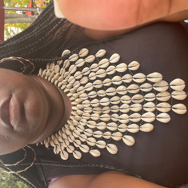 Authentic African Statement Ethnic Cowrie Sea Shell Beaded Tassels ...