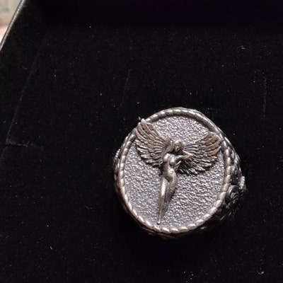 Koi Fish Sterling Silver Mens Ring, Engraved Mens Engagement Ring ...