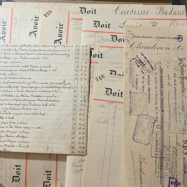 Eight Antique French Promissory Notes Vintage Paper Receipts Lot ...