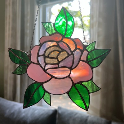 Flower Stained Glass Pattern Flower DIY Stained Glass Pattern - Etsy