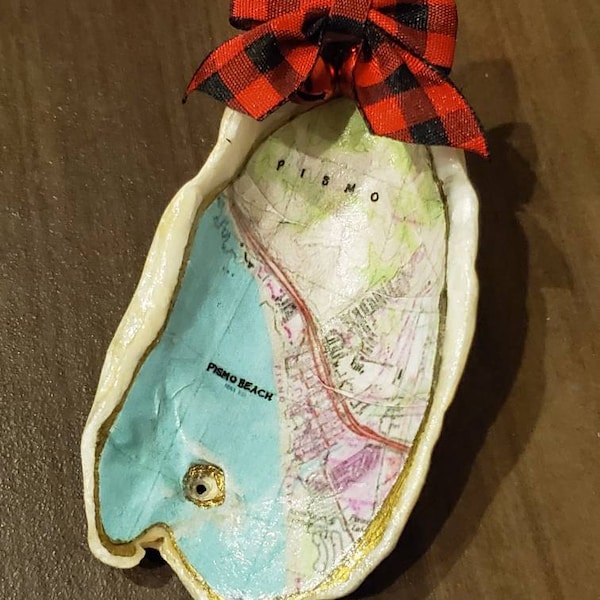 CUSTOM Oyster Shell Ornament With Personalized Map - You Pick the ...