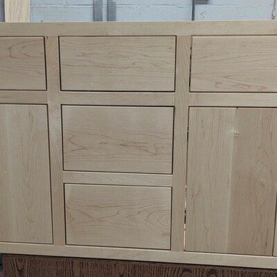 48 White Hard Maple Bathroom Vanity Double Sink Three Drawer Real ...