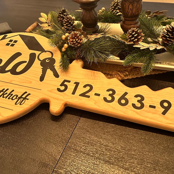 Solid Hard Maple Wood Key Sign With Epoxy Inlay for Realtors Unique ...