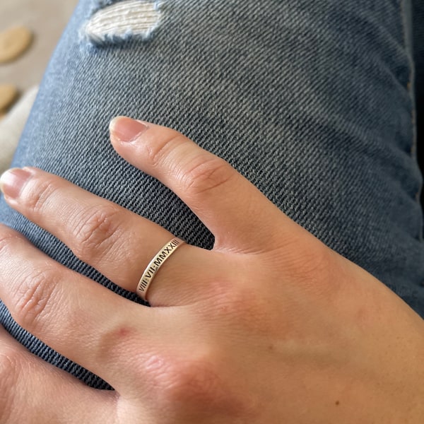 Engraved Rings, Wedding Day Gift, Personalized Rings, Stacking Rings ...