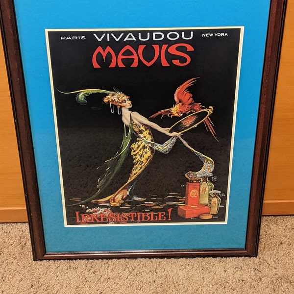 Beauty 16"x20" Vivaudou Mavis Irresistible Perfume Fashion Lady Parrot ...