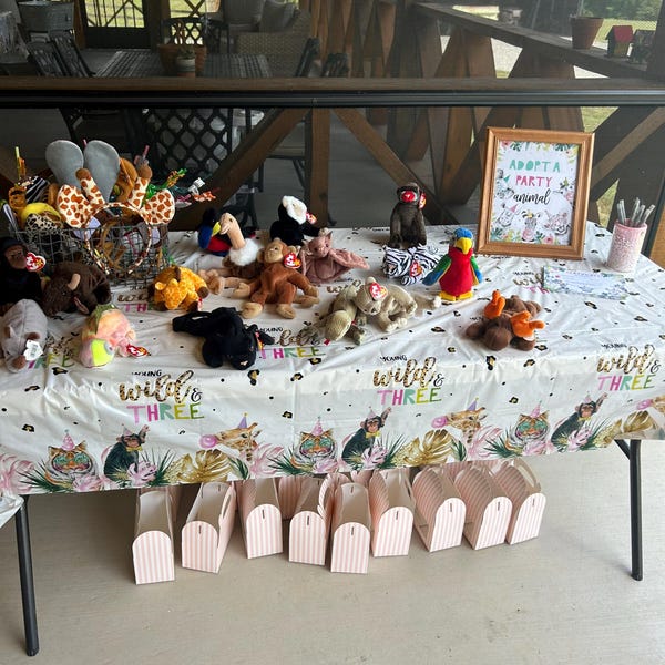 Adopt an Animal Birthday Sign Table Decor Safari Animals Party Animals ...