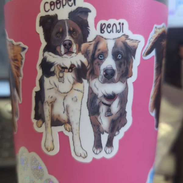 Custom Pet Line Art Sticker, Waterproof Pet Sticker,pet Stickers ...