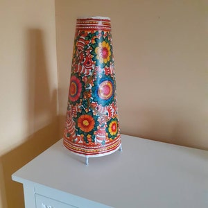Large Floor Lamp Shade in Multi Colour Floral Pattern Handmade Leather ...